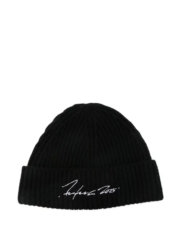 Kenzo Ribbed Wool Blend Beanie - Black