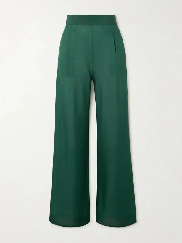 Max Mara Gordon Stretch-knit Wide-leg Pants - Green