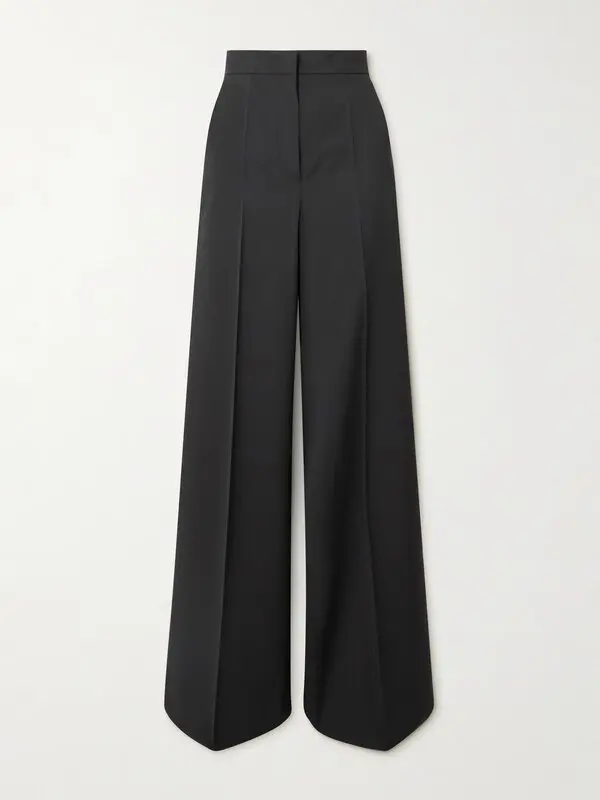 Max Mara Fernet Wool-canvas Wide-leg Pants - Black