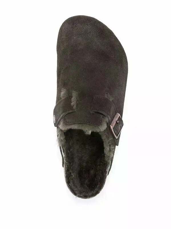 BIRKENSTOCK Boston Shearling-trimmed Suede Slippers