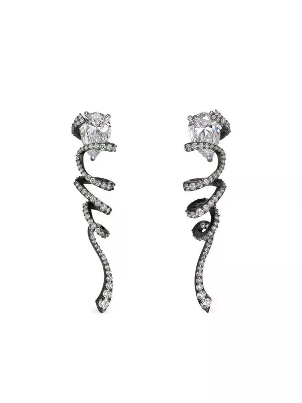 ANABELA CHAN 14k White Gold Diamond Twirl Earrings - Silver