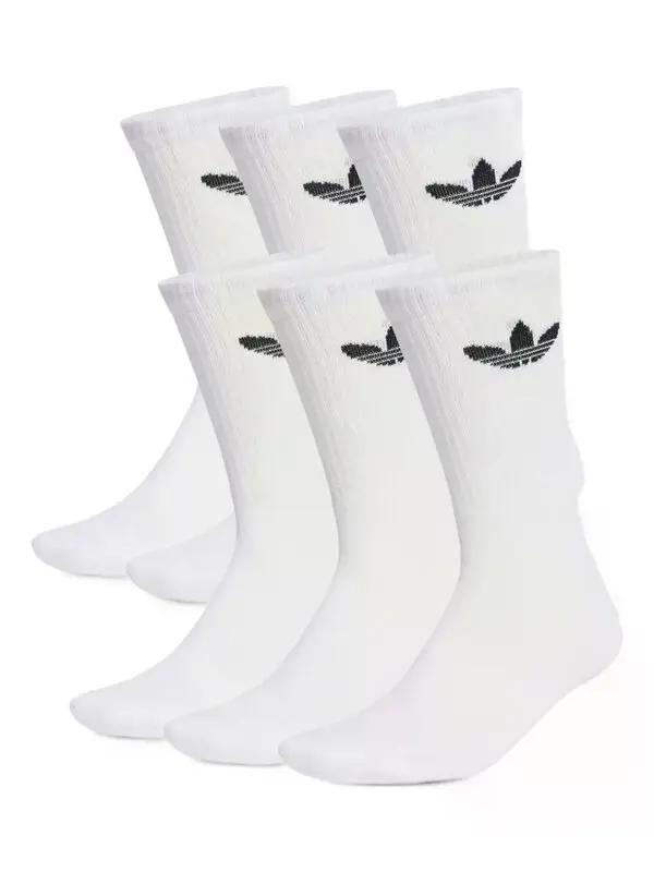 Adidas Trefoil-jacquard Socks Pack Of 6 - White