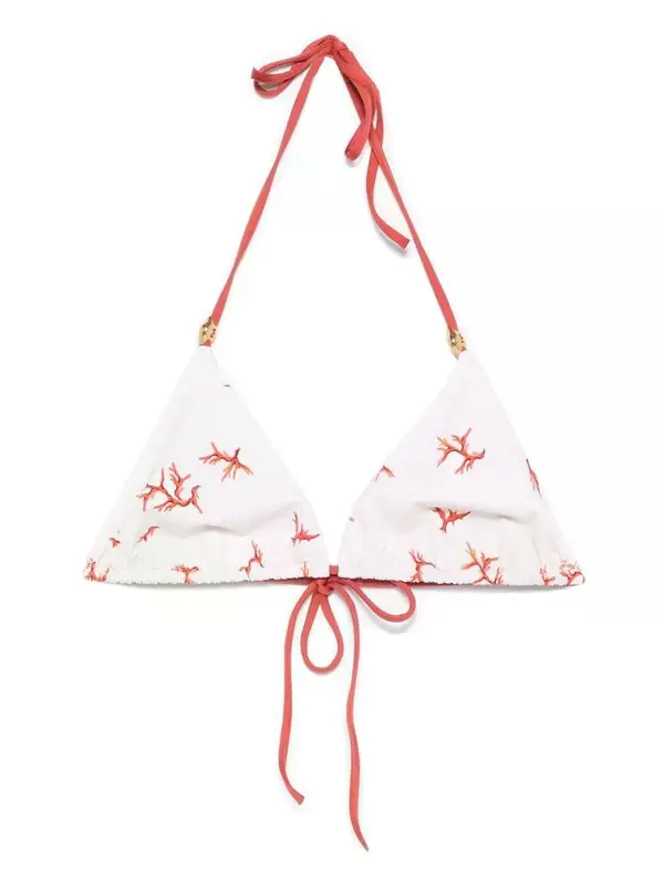 Fendi Coral-print Triangle Bikini Top - Neutrals