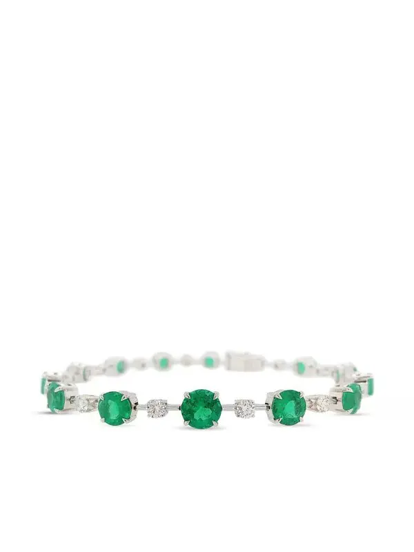 HYT JEWELRY 18kt White Gold Emerald Tennis Bracelet - Silver