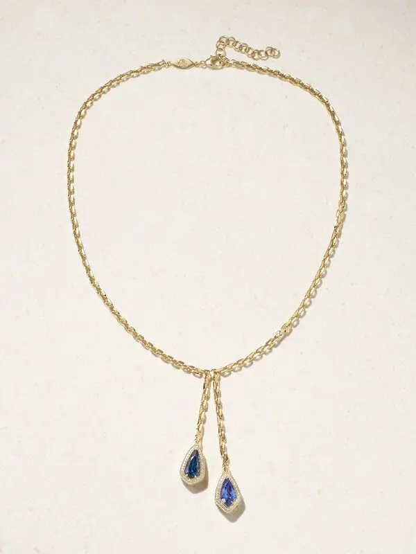 Jacquie Aiche 14-karat Tanzanite And Diamond Bolo Necklace - Gold