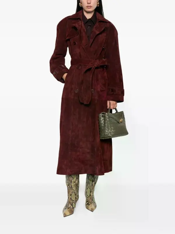 DUCIE Corrin Suede Trench Coat - Red