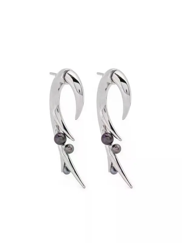 SHAUN LEANE Hooked Pearl Earrings - Silver