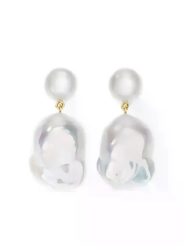 Sophie Bille Brahe 14k Yellow Gold Venus Pearl Earrings - White