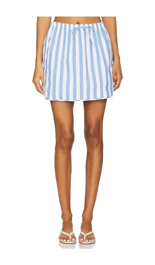 Simkhai Catherine Boxer Skirt In Striped Cotton