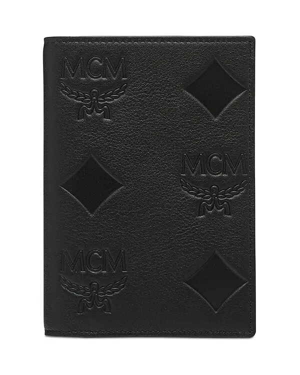 Mcm Ottomar Embossed Leather Passport Holder - Black