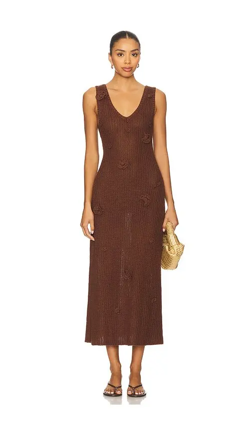 Astr The Label Ainhoa Sweater Dress in Brown - Size S
