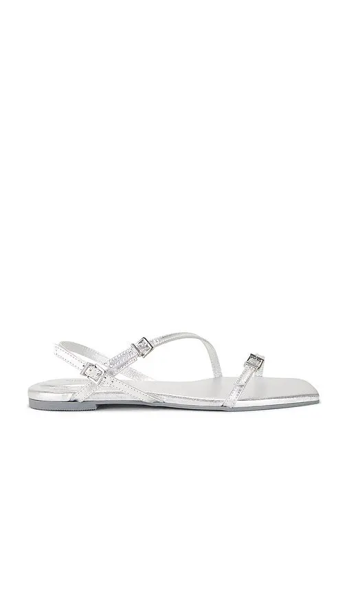 Simkhai Carey Metallic Strappy Flat Sandal - Silver