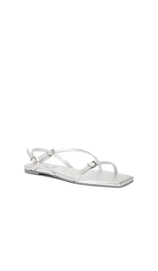 Simkhai Carey Metallic Strappy Flat Sandal - Silver