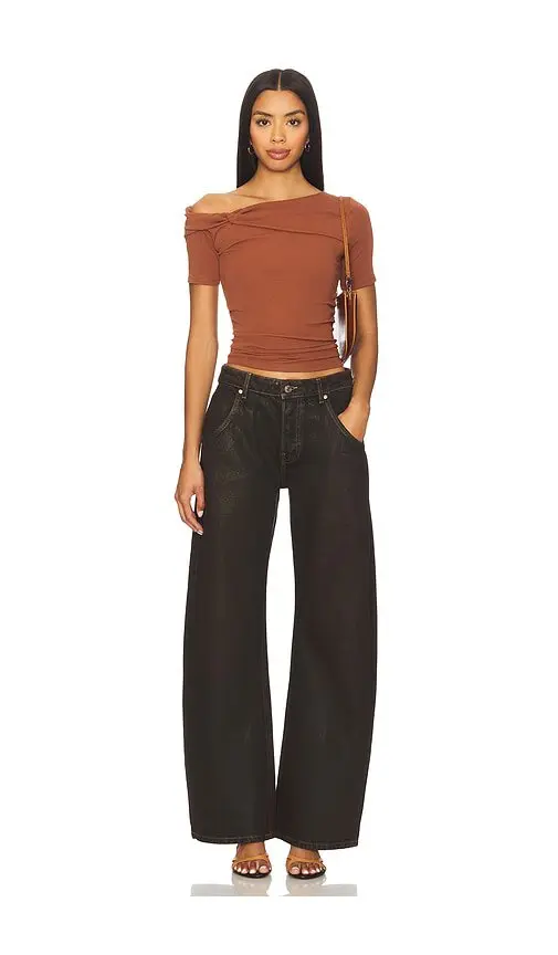 Astr The Label Asymmetrical Neckline Top