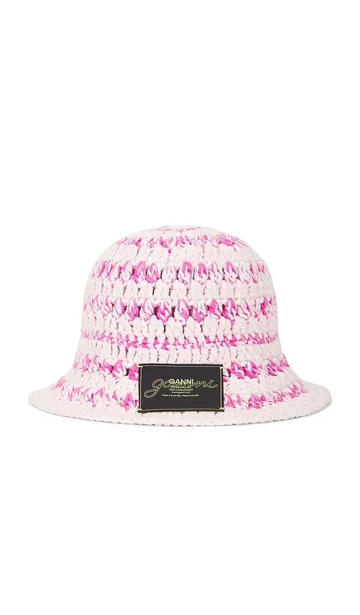 GANNI Cotton Melange Crochet Bucket Hat - Multicolour
