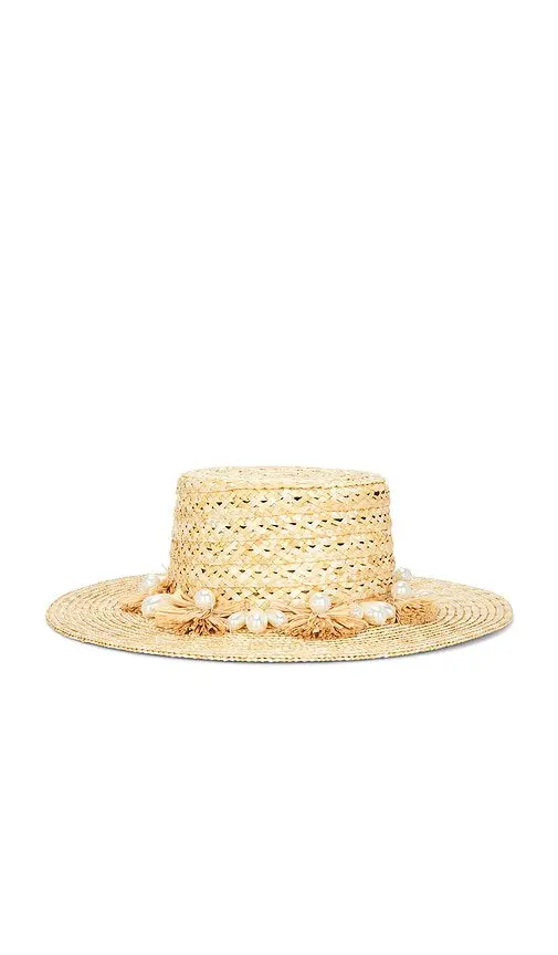 Lele Sadoughi Pearl Poms Straw Hat - Natural