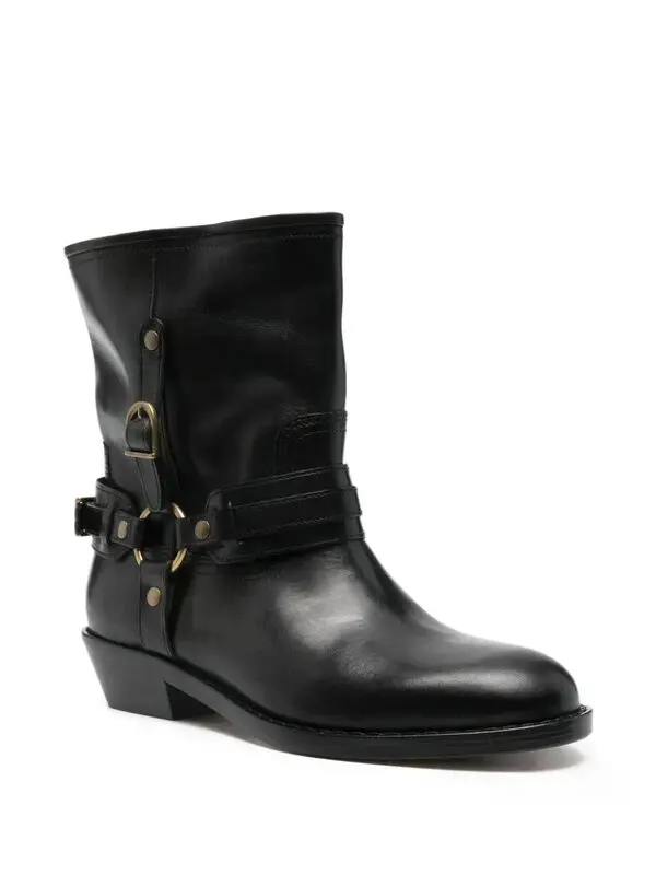 Isabel Marant Étoile Ildred 35mm Leather Biker Boots - Black