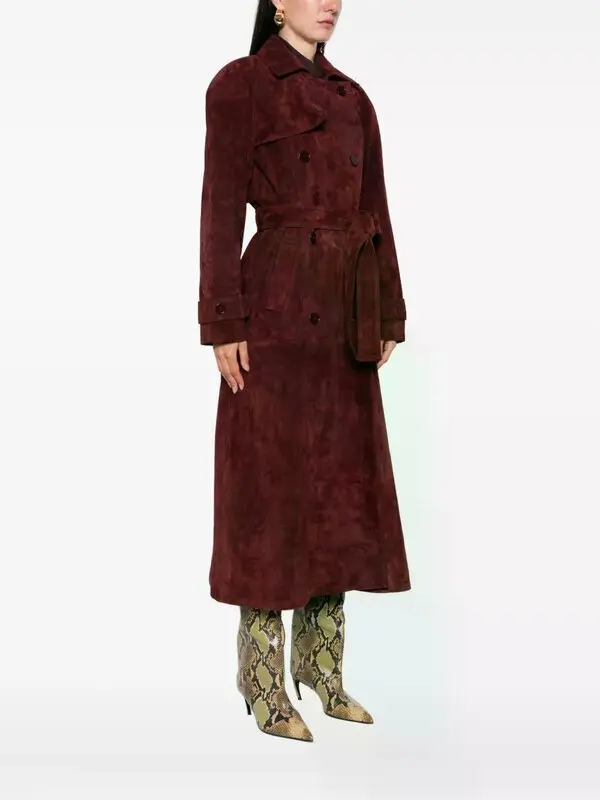 DUCIE Corrin Suede Trench Coat - Red