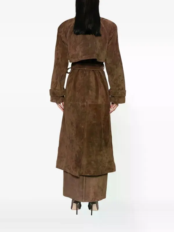 DUCIE Corrin Suede Trench Coat - Brown