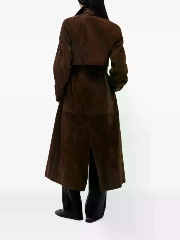 DUCIE Corrin Suede Trench Coat - Brown
