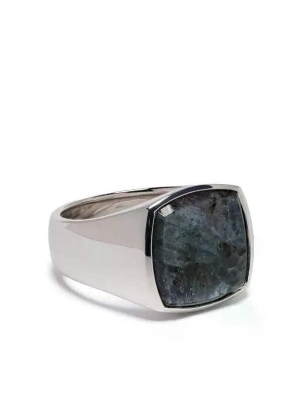 Tom Wood Cushion-cut Larvikite Signet Ring - Silver