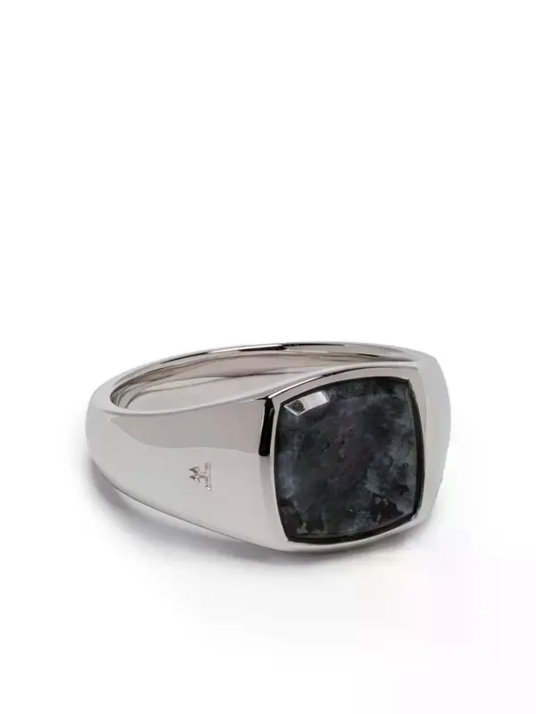 Tom Wood Sterling Larvikite Signet Ring - Silver