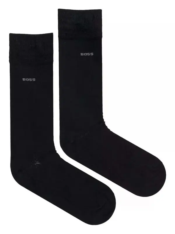 BOSS Logo-embroidered Ankle Socks - Black