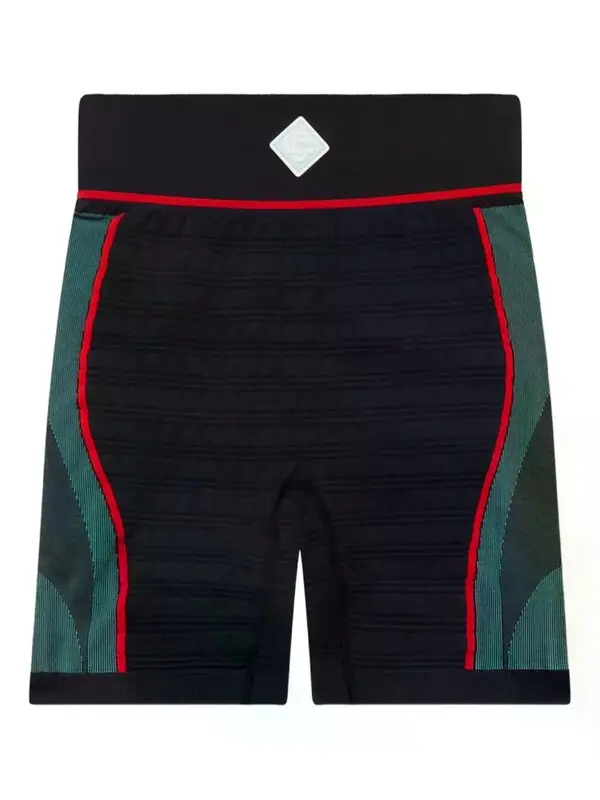 Casablanca Ribbed Panelled Cycling Shorts - Black