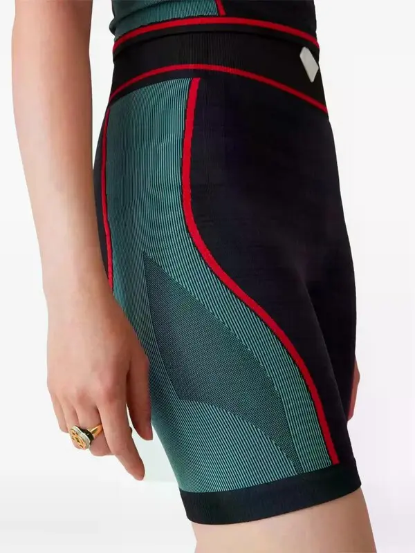 Casablanca Ribbed Panelled Cycling Shorts - Black