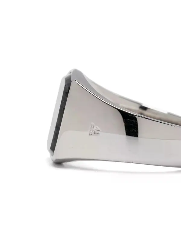 Tom Wood Cushion-cut Larvikite Signet Ring