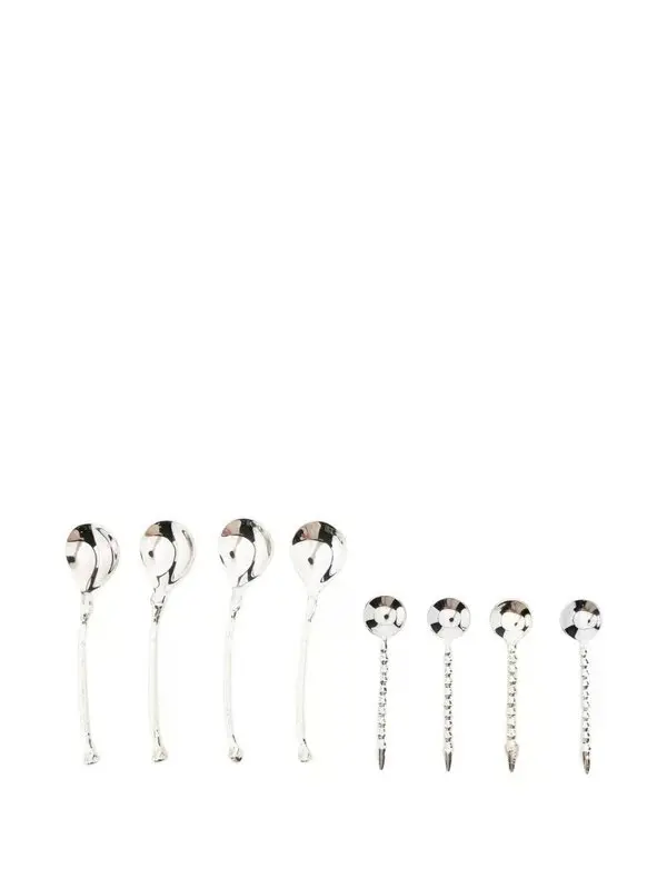 ALIGHIERI Beaded Handle Dessert Spoons - Silver