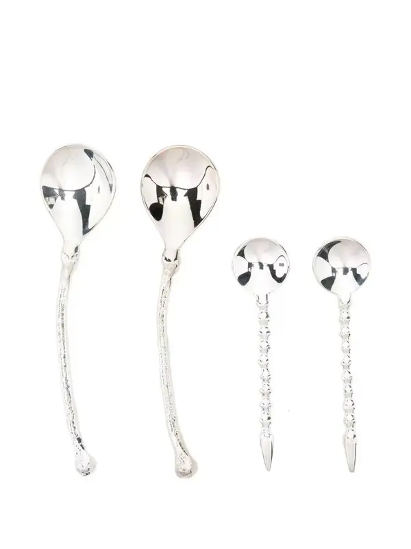 ALIGHIERI Totemic Beaded Dessert Spoons - Silver