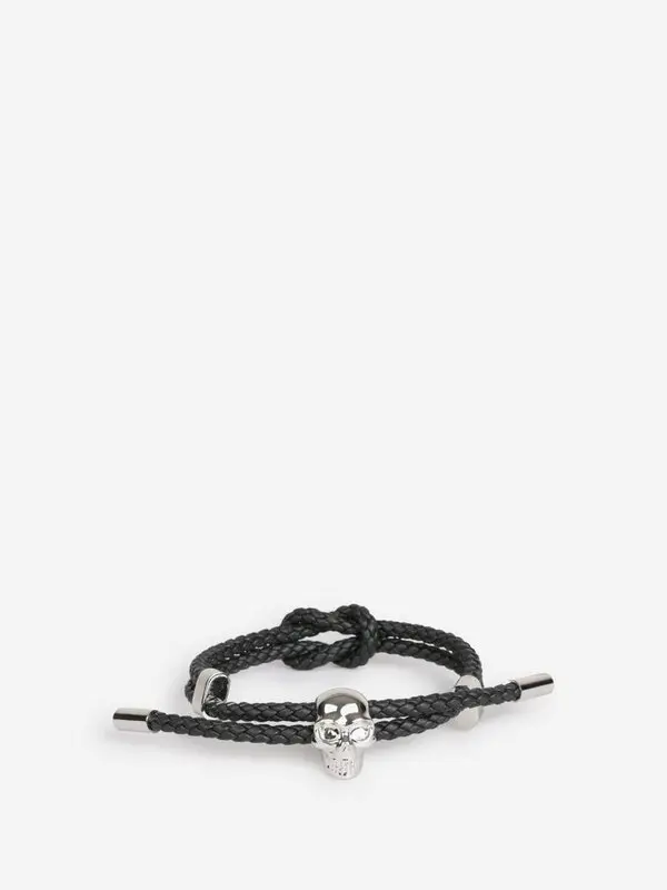 Alexander McQueen Skull Braided Bracelet - Black