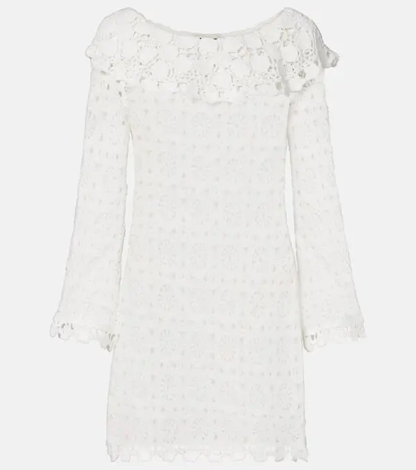 Rixo Envalira Crochet Mini Dress - White