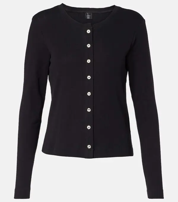 LESET Pointelle Cotton Cardigan - Black