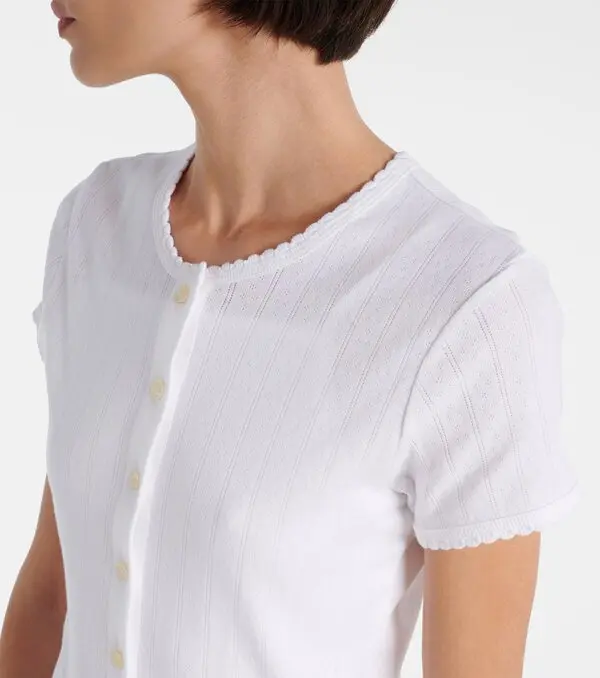 LESET Pointelle Cotton Cardigan