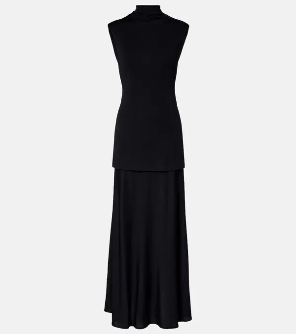 JIL SANDER Sleeveless Mock Neck Maxi Dress - Black