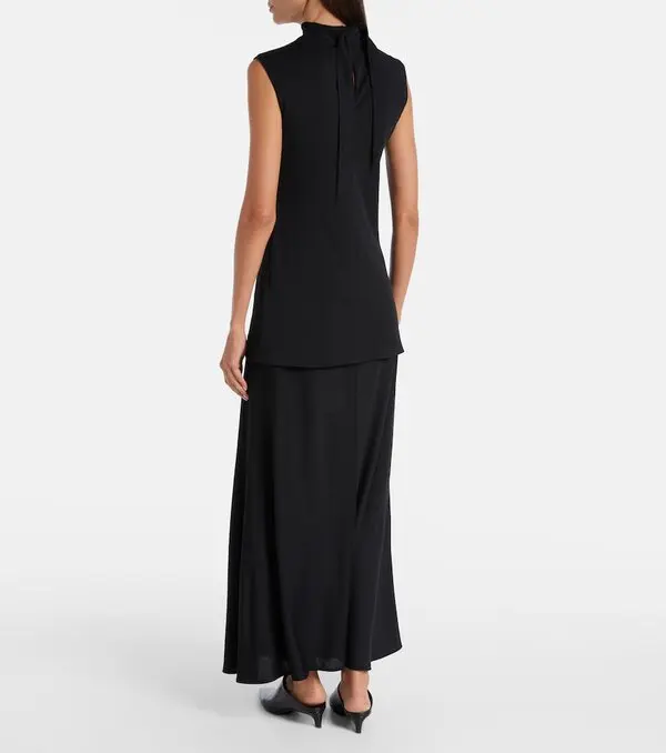 JIL SANDER Sleeveless Mock Neck Maxi Dress - Black