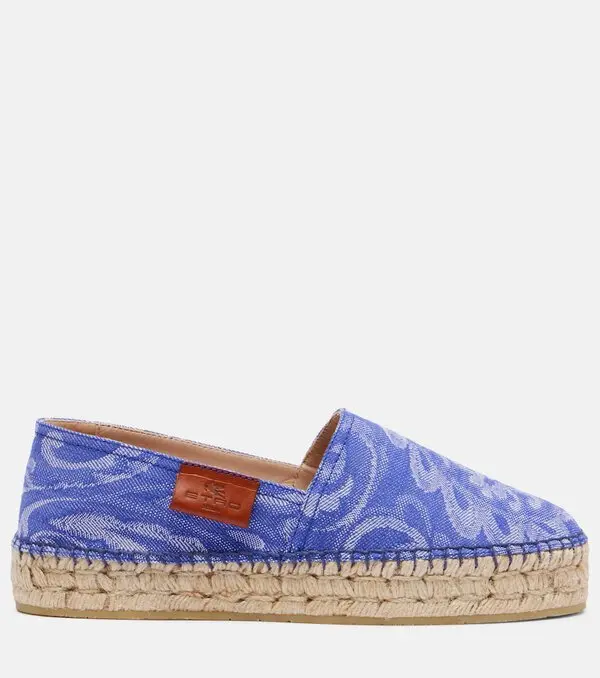 Etro Paisley Denim Jacquard Espadrilles - Blue