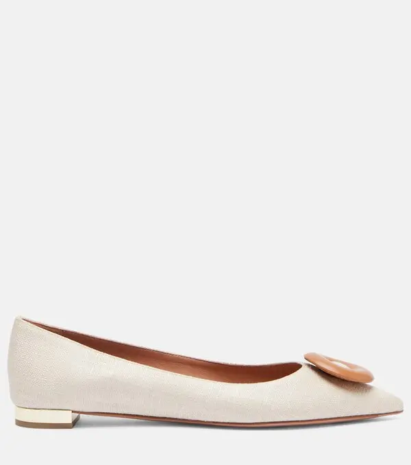 AQUAZZURA Hoop Leather-trimmed Ballet Flats