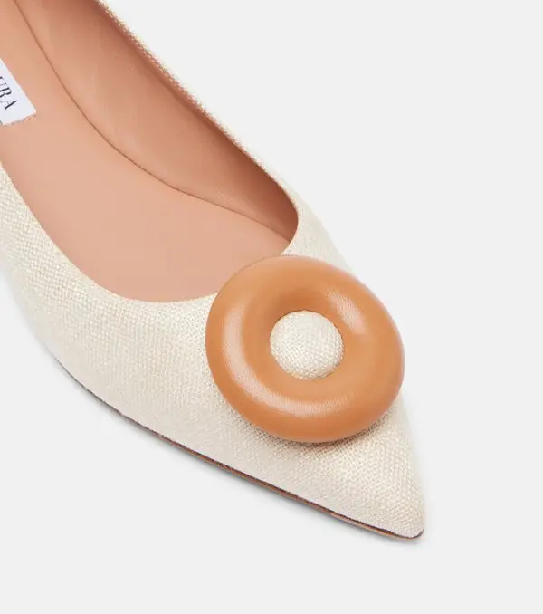 AQUAZZURA Hoop Leather-trimmed Ballet Flats