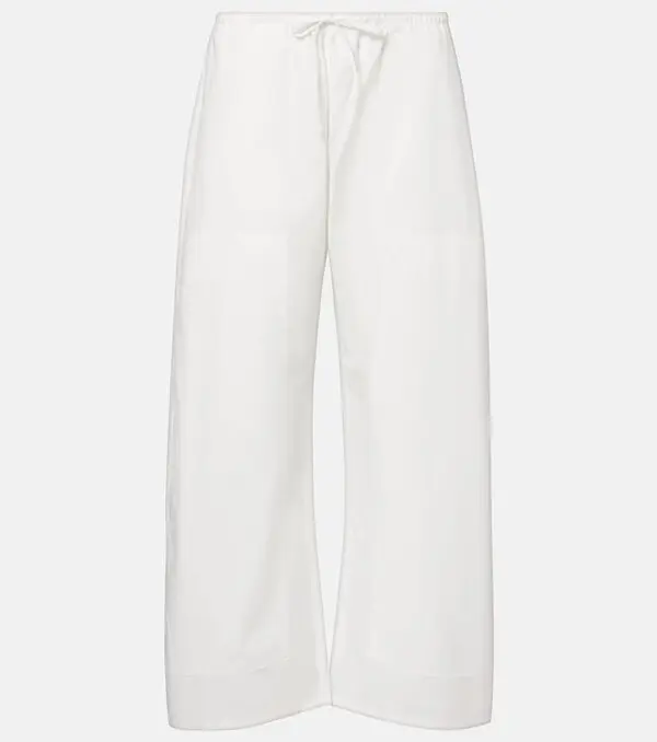 LESET Kyoto Cotton Barrel-leg Pants - White