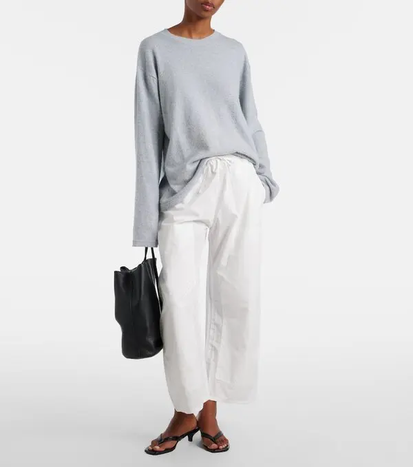 LESET Kyoto Cotton Barrel-leg Pants - White