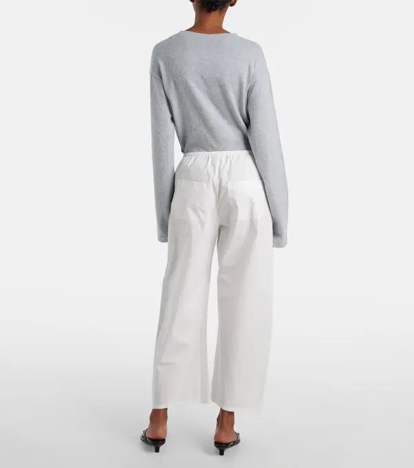 LESET Kyoto Cotton Barrel-leg Pants - White