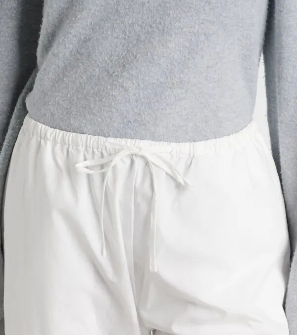 LESET Kyoto Cotton Barrel-leg Pants - White