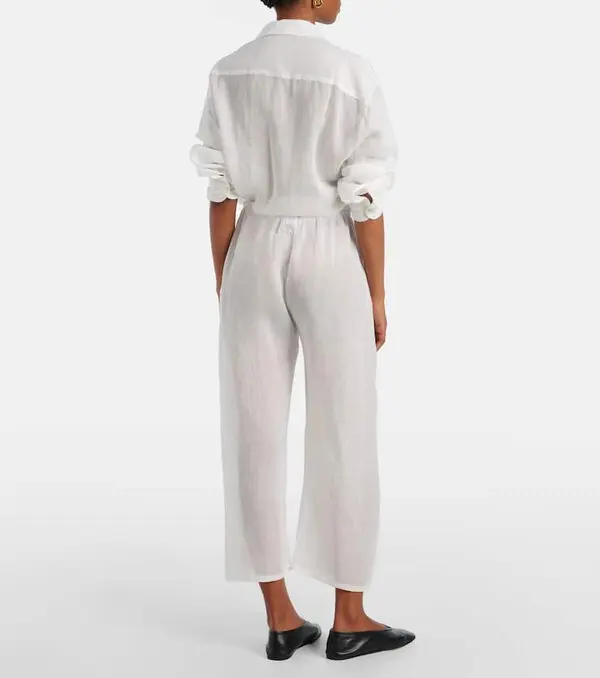 LESET Niko Ramie Cropped Barrel-leg Pants