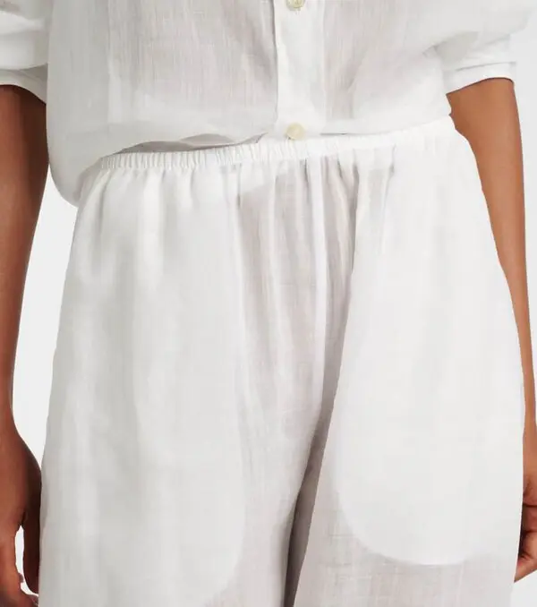 LESET Niko Ramie Cropped Barrel-leg Pants