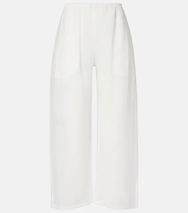 LESET Niko Ramie Cropped Barrel-leg Pants - White