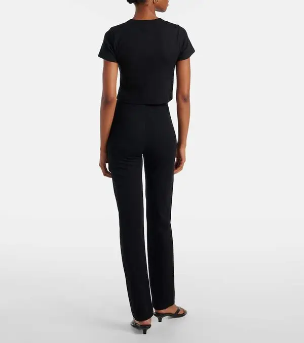 LESET Kelly Cropped Cotton-blend Jersey T-shirt - Black