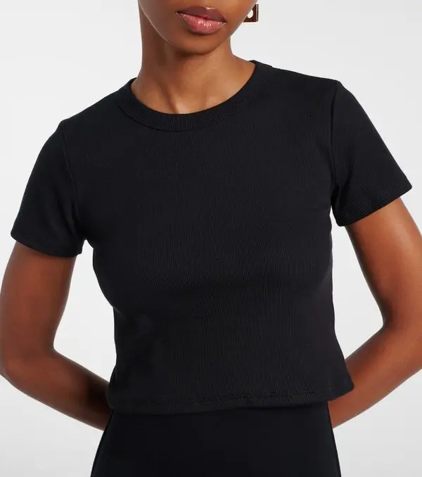 LESET Kelly Cropped Cotton-blend Jersey T-shirt - Black